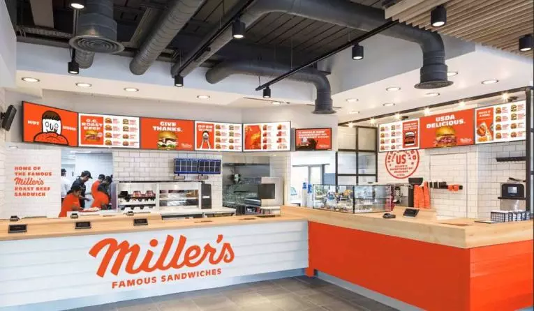 Miller's Famous Sandwiches borðstofa.