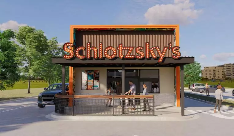 Schlotzskyjev drive-thru rendering.