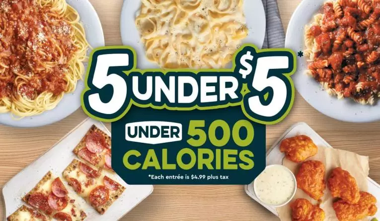 ម៉ឺនុយ '5 under $5 Under 500 Calories' របស់ Fazoli ។