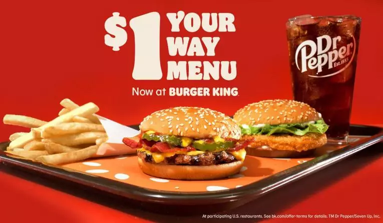 I-Burger King $1 imenyu.