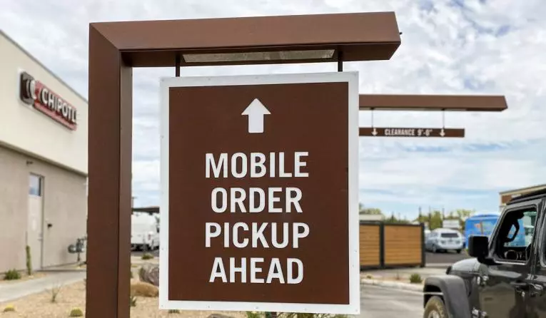 Chipotle mobile order ahead sign.