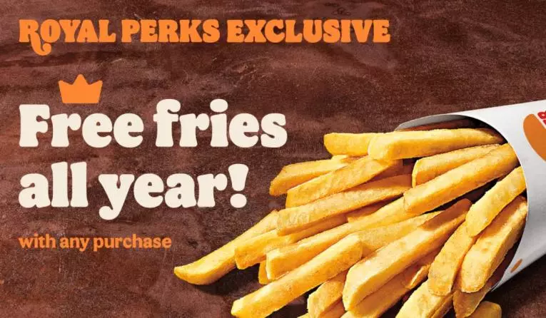 Burger King regala patacas fritas gratis unha vez por semana ata finais de 2022.